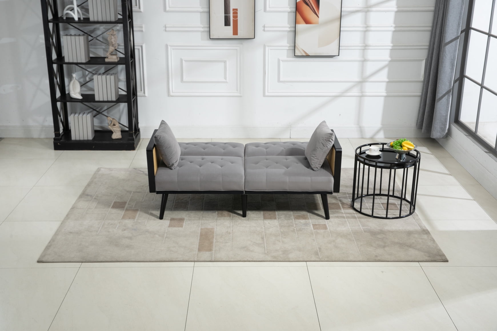 Convertible Couch Sofa, Modern Velvet Sleeper Sofa with Adjustable ...