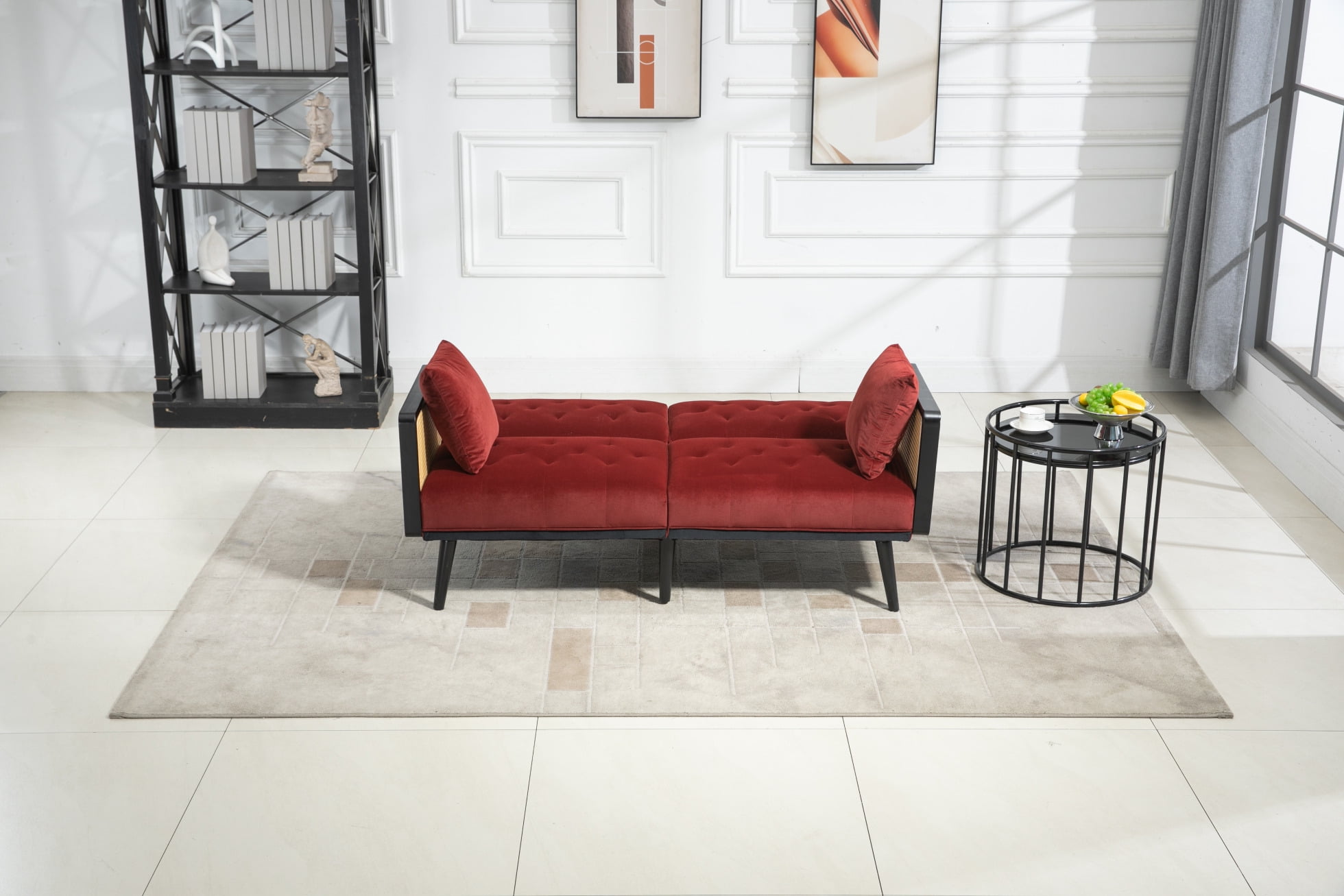 Convertible Couch Sofa, Modern Velvet Sleeper Sofa with Adjustable ...