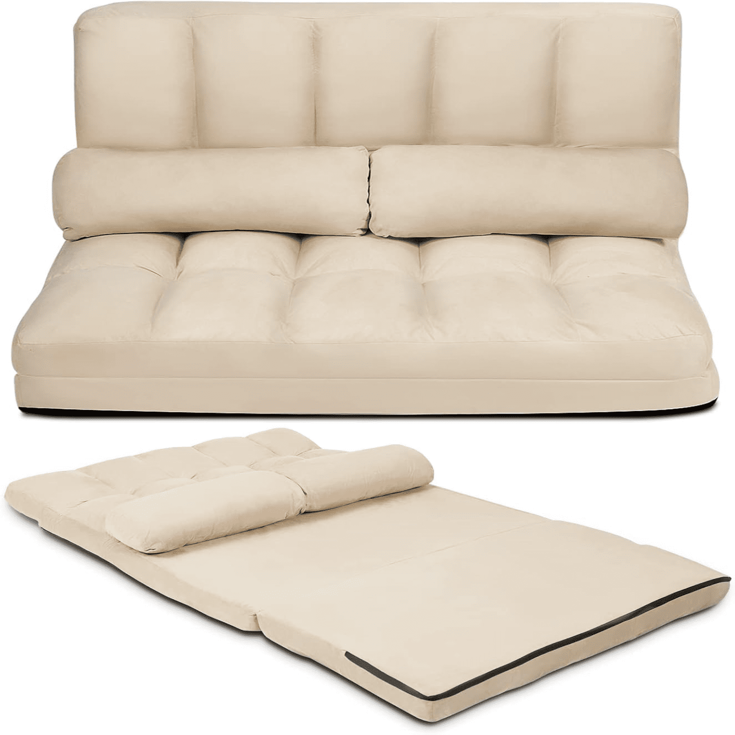 Convertible Floor Sofa 6-Position Floor Couch with 2 Removable Pillows ...