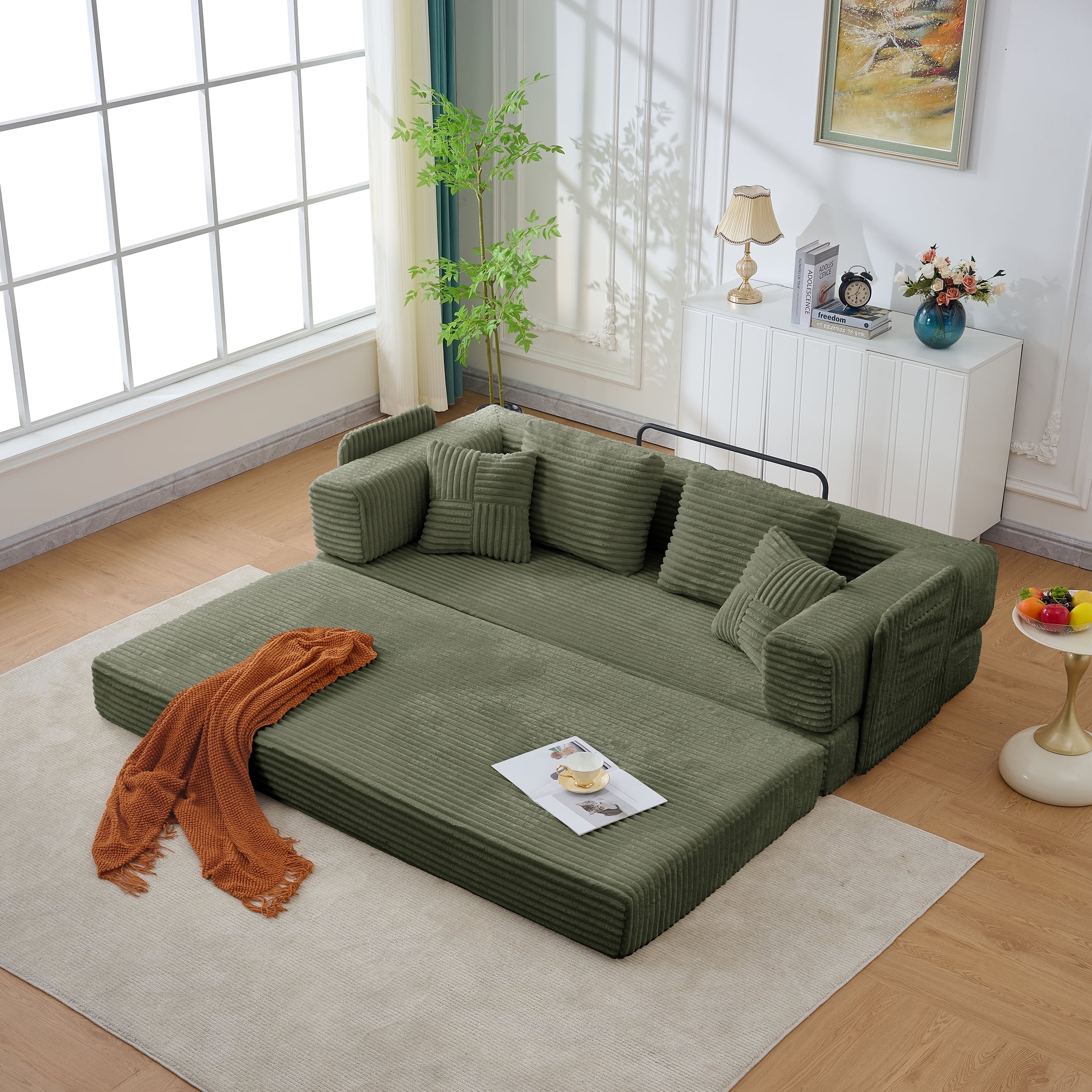 Convertible Foldable Sleeper Sofa Bed with Storage Pockets, No Assembly ...