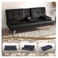 Convertible Folding Futon Sofa Bed,Modern PU Leather Love Seat with 3 ...