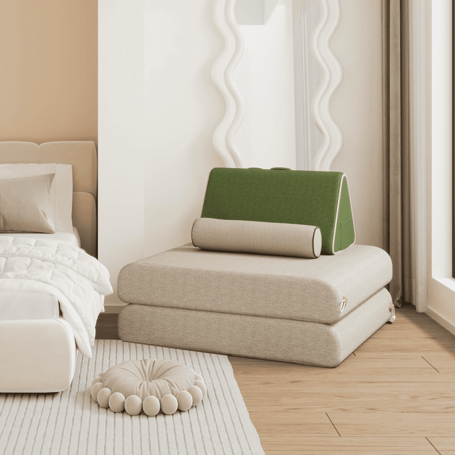 Convertible Folding Sofa Bed Gray Foldable Sofa Bed with Back Support ...
