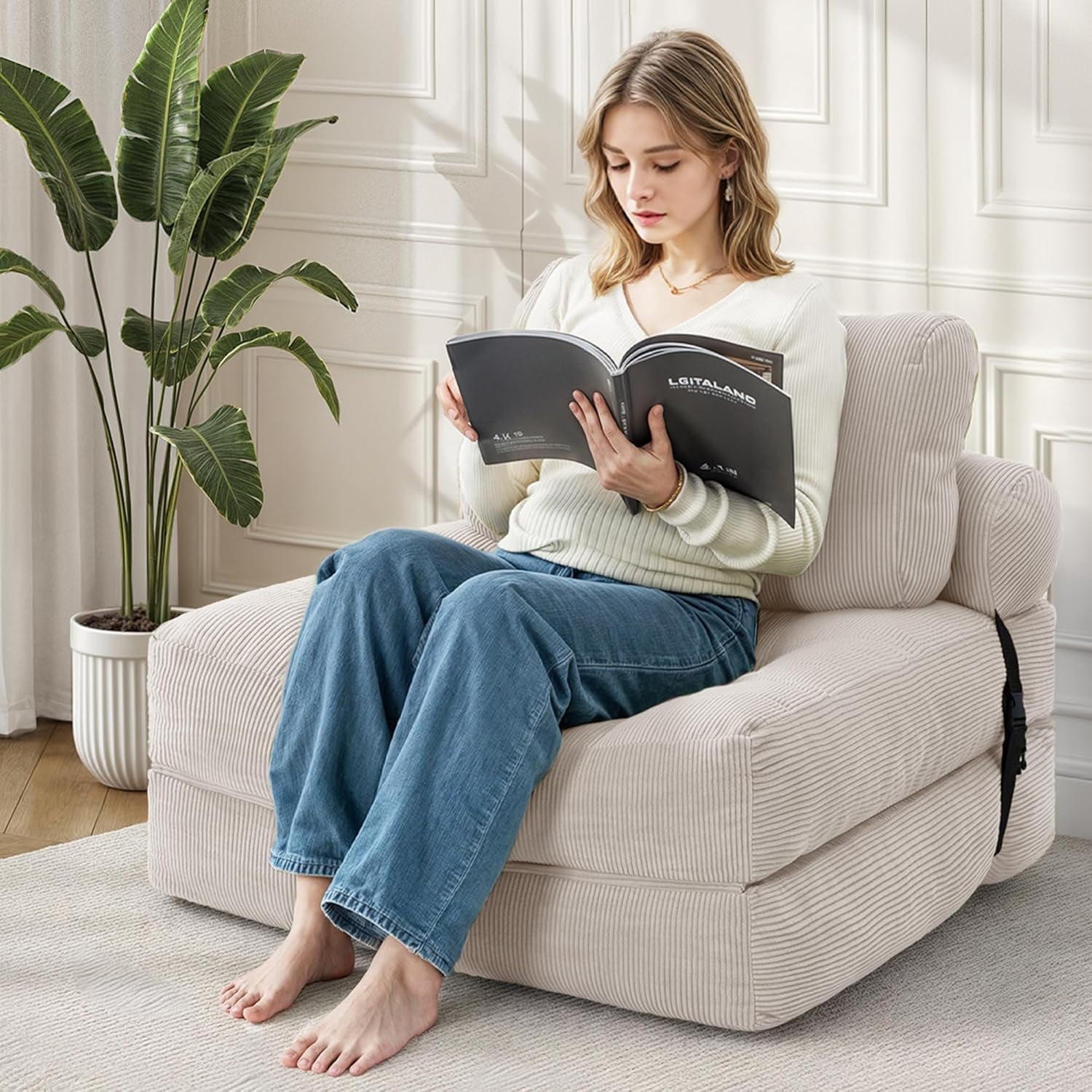 Convertible Folding Sofa Bed - Sleeper Chair Bed with Back Support and ...