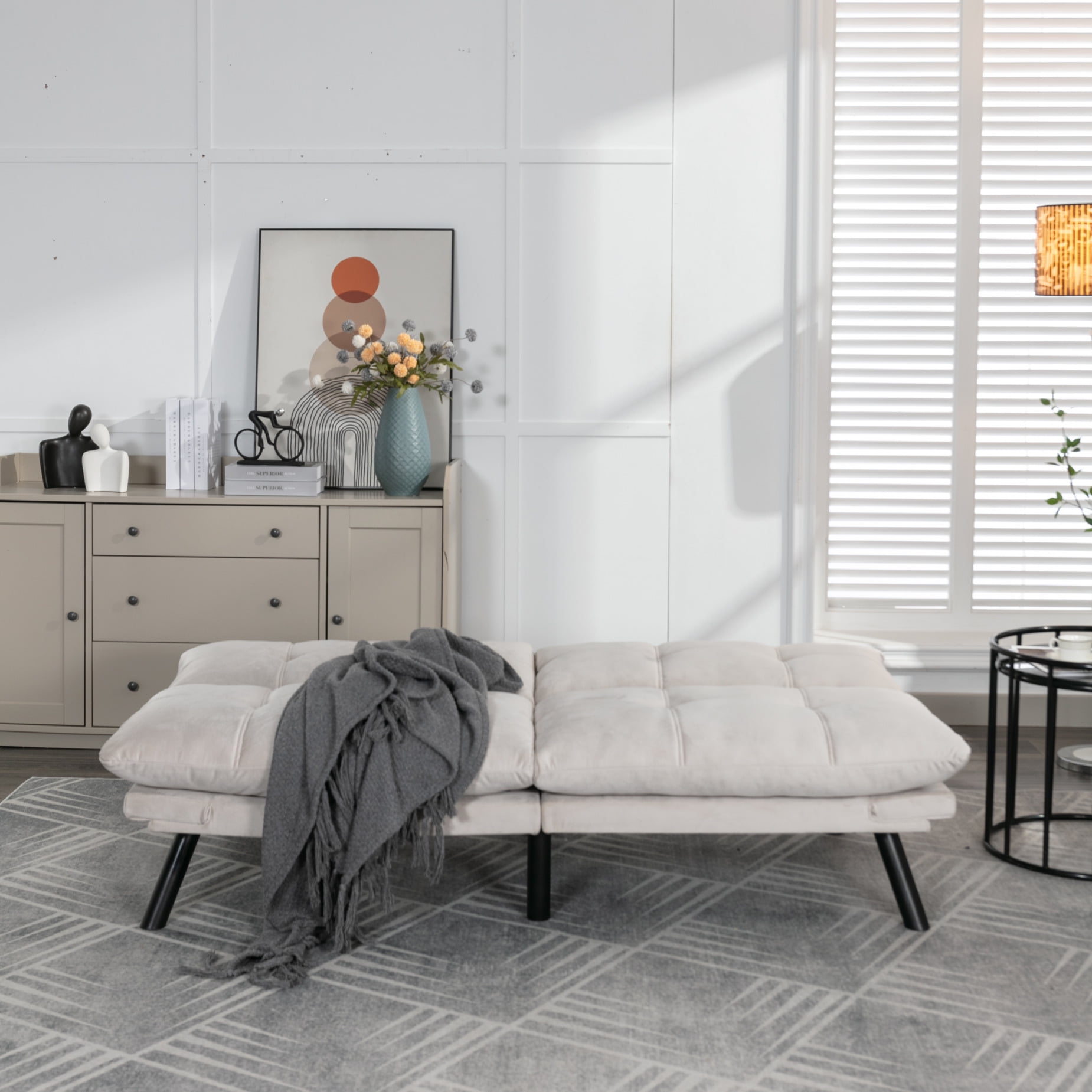 Convertible Futon Folding Sofa Bed with Adjustable Backrest, Modern ...