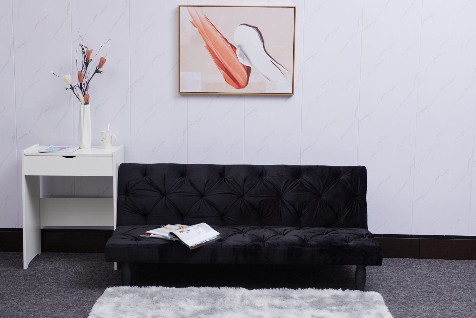 Convertible Futon Sleeper Couch,Multifunctional Folding Sofa with Adjustable Backrest Angles and ...