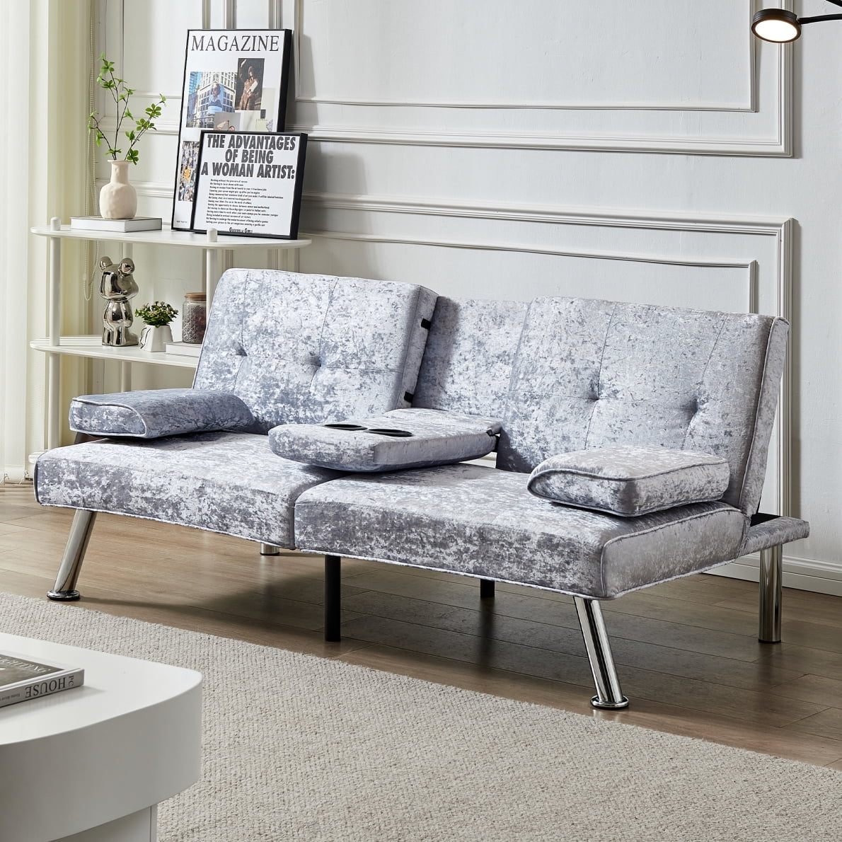 Convertible Futon Sofa Bed, 3 in 1 Sleeper Futon Couch Bed with ...