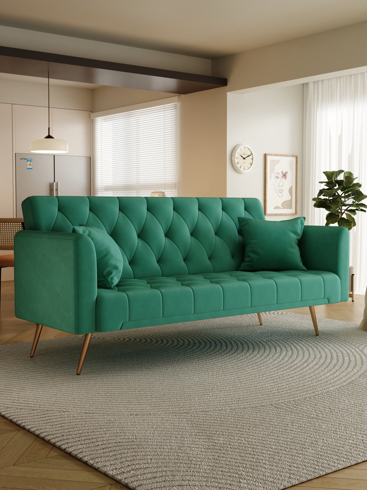 Convertible Futon Sofa Bed with Armrests, Modern Sleeper Couch Sofa Bed ...