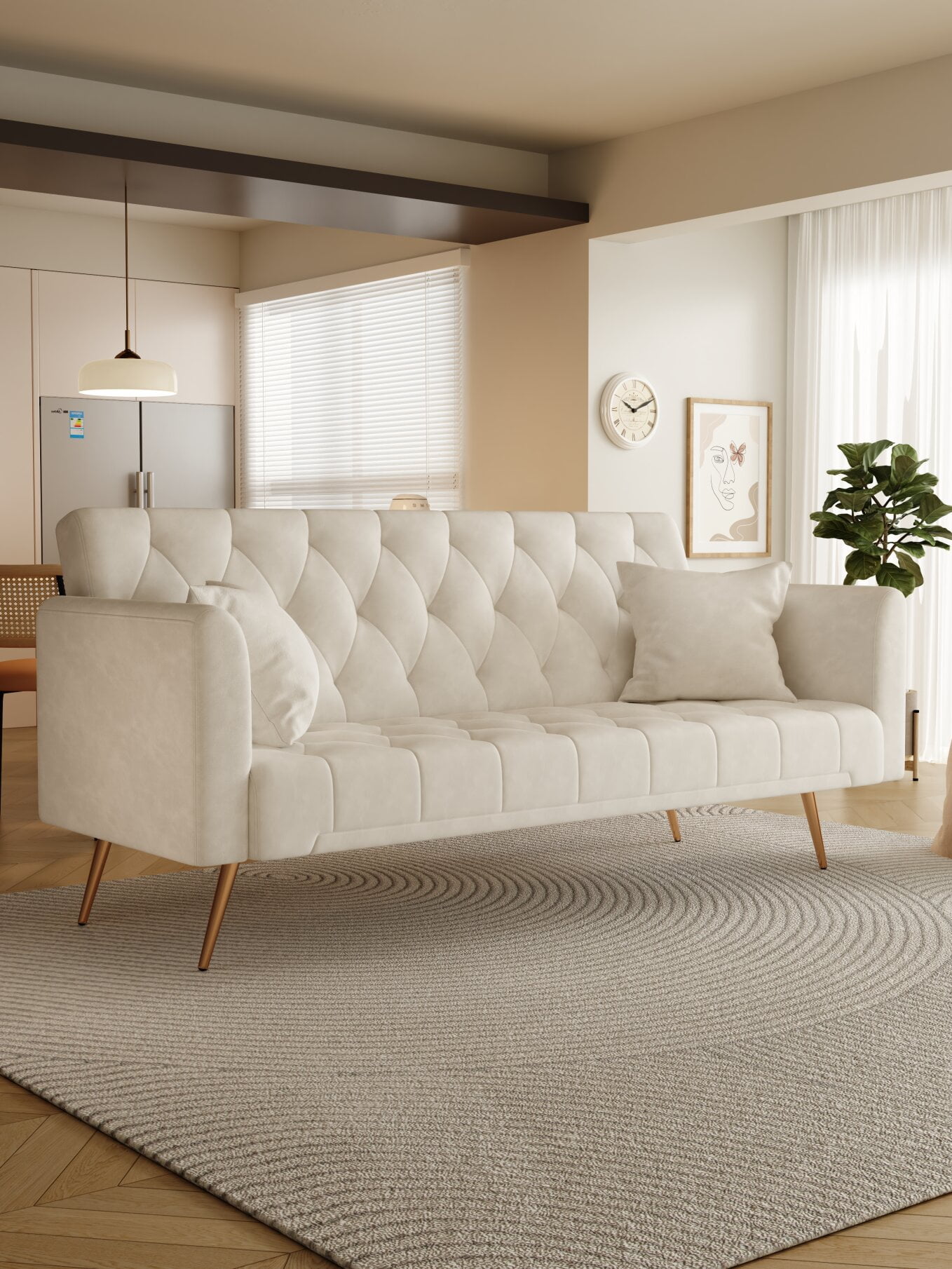 Convertible Futon Sofa Bed with Armrests, Modern Sleeper Couch Sofa Bed ...