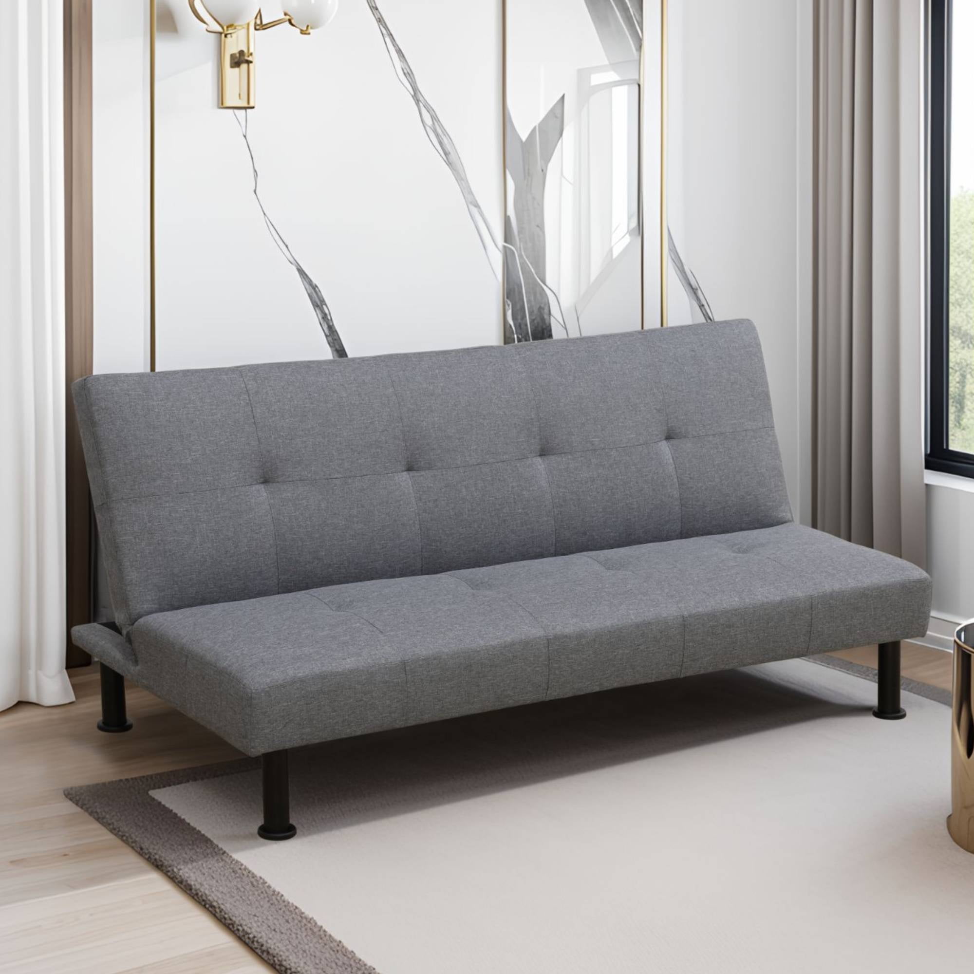 Convertible Futon Sofa Bed Linen Loveseat Adjustable Sleeper Sofa Couch ...