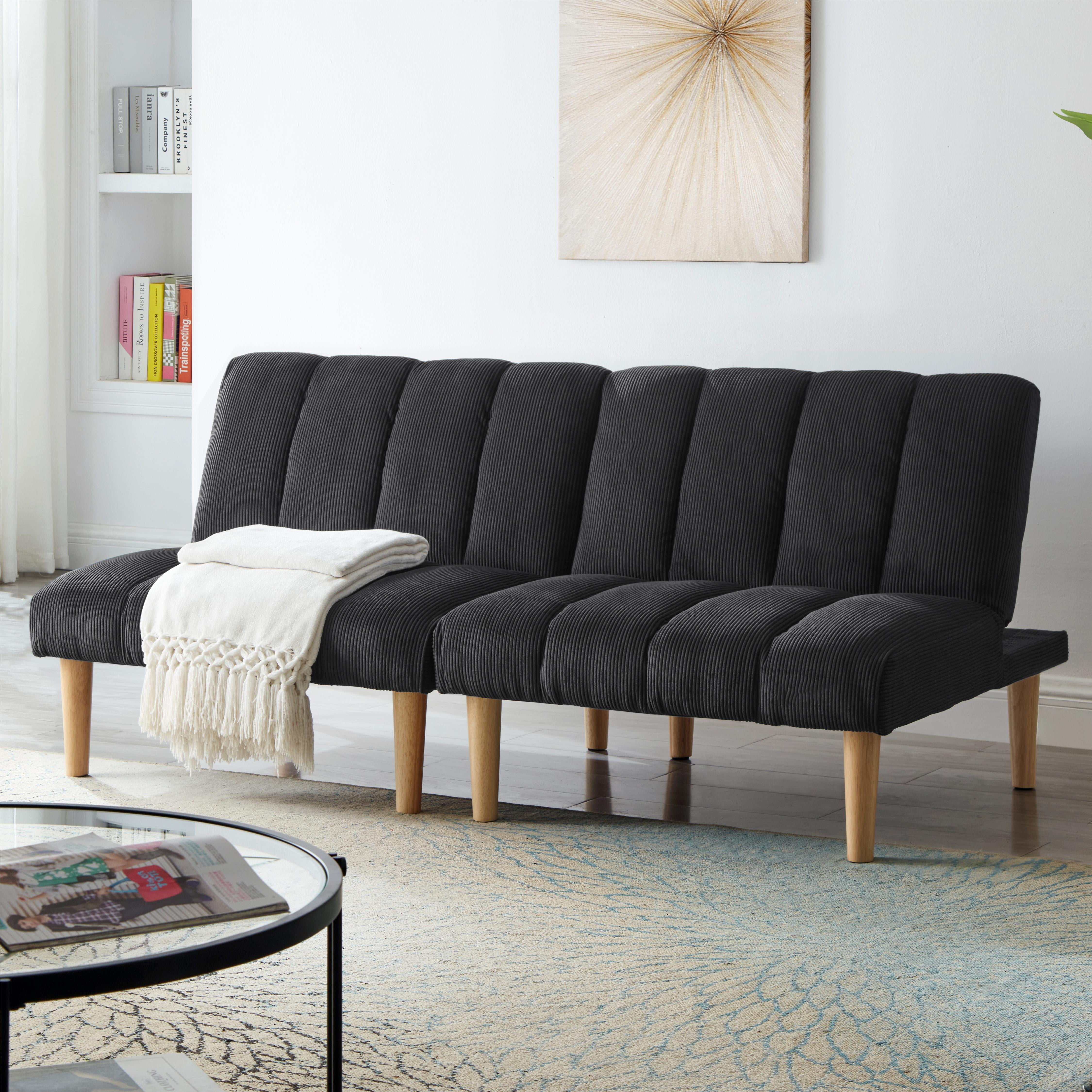 Convertible Futon Sofa Bed,Modern Corduroy Fabric Convertible Folding ...