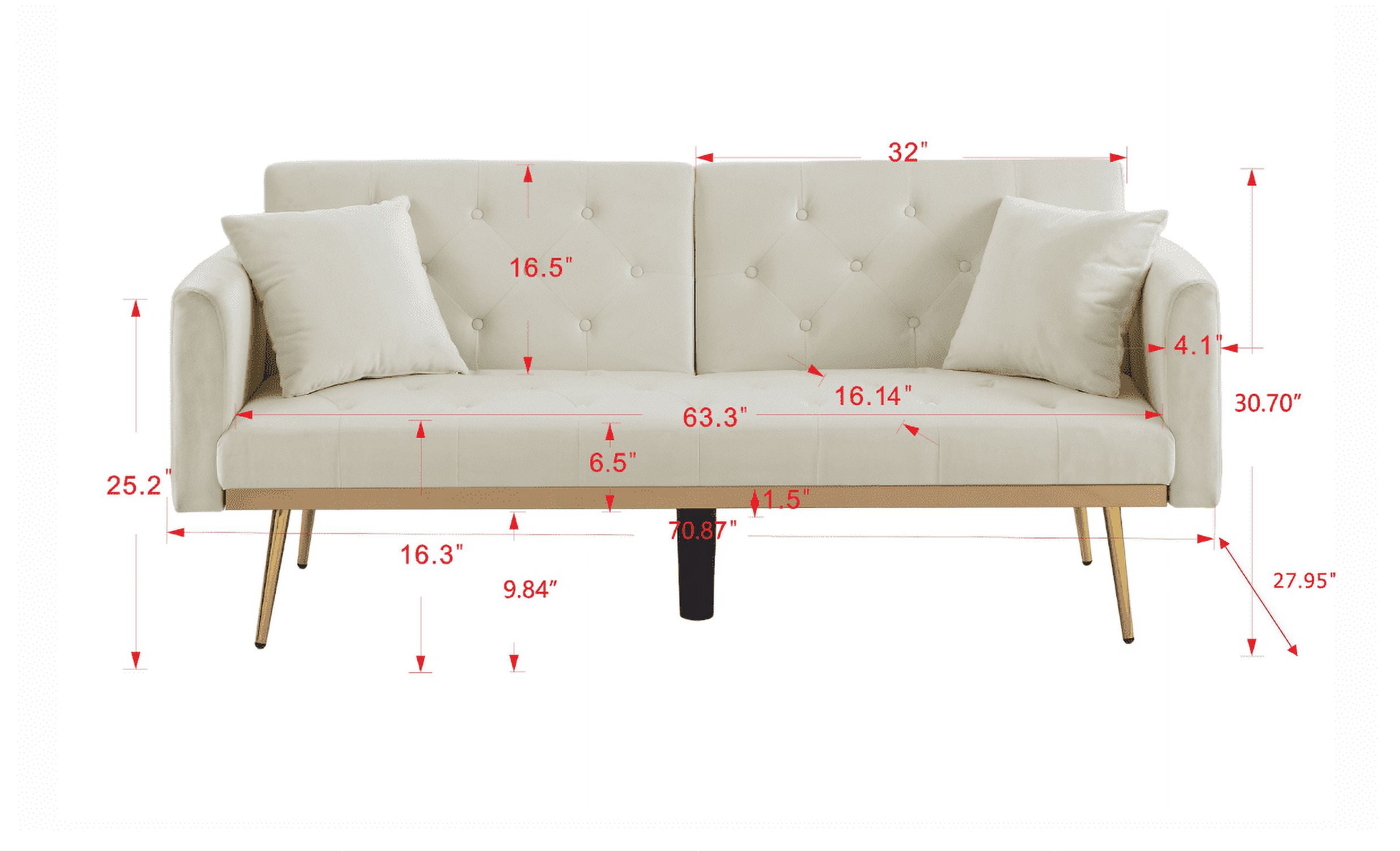 Convertible Futon Sofa Bed, Modern Reclining Futon Loveseat Couch with ...