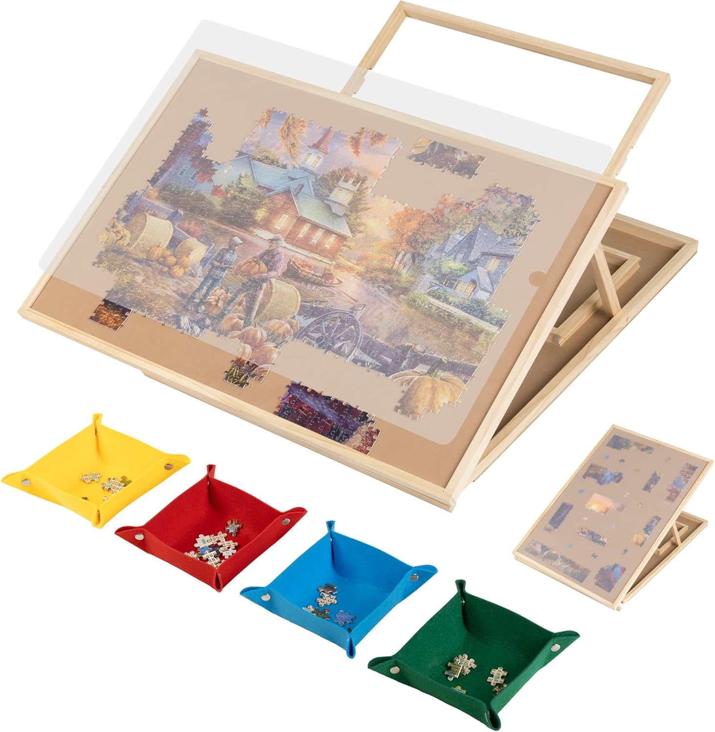Convertible Jigsaw Puzzle Board, Two-Way Use Adjustable Puzzle Table ...
