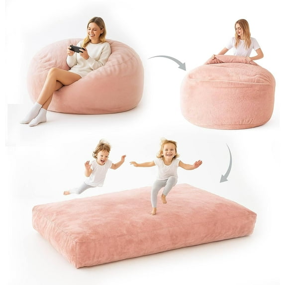 Convertible Large Memory Foam Bean Bag Bed, Boneless Chair & Sofa with ...
