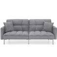 Convertible Linen Fabric Tufted Split-Back Plush Futon Sofa Furniture ...