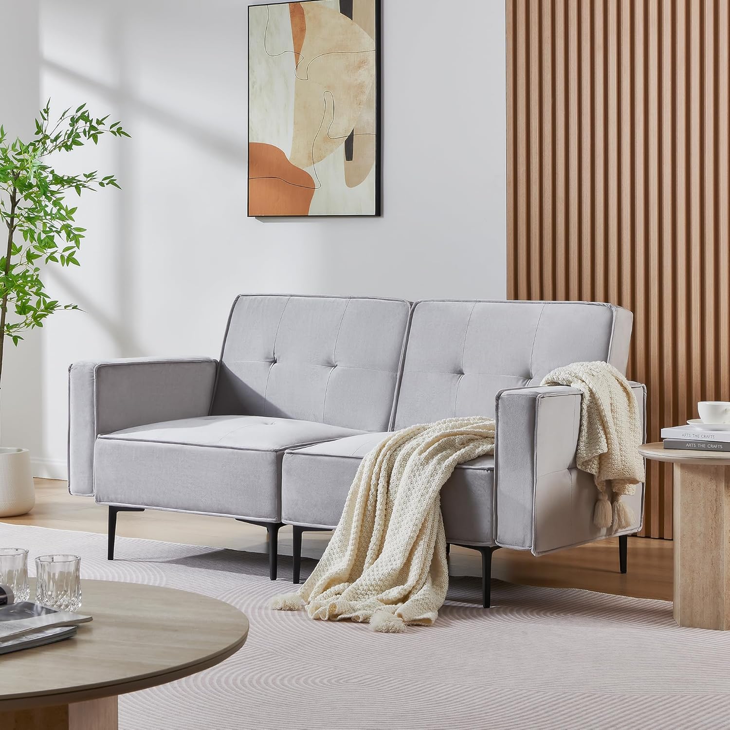 Convertible Loveseat Sofa with 4 Modes, Modern Futon Sofa Bed Couch ...