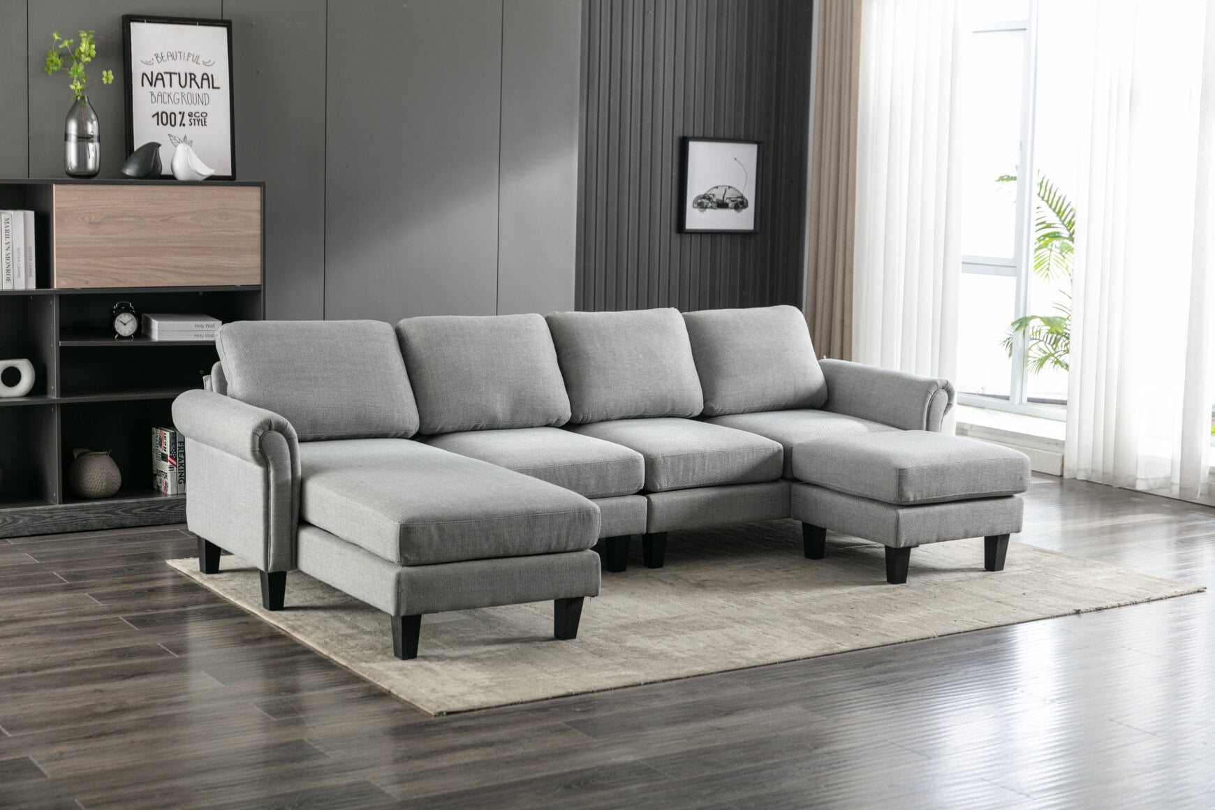 Convertible Modular Sectional Sofa,Modern Upholstered L-Shaped Corner ...