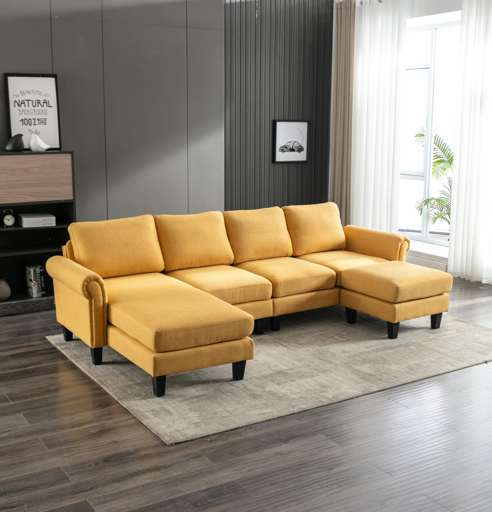Convertible Modular Sectional Sofa,Modern Upholstered L-Shaped Corner ...