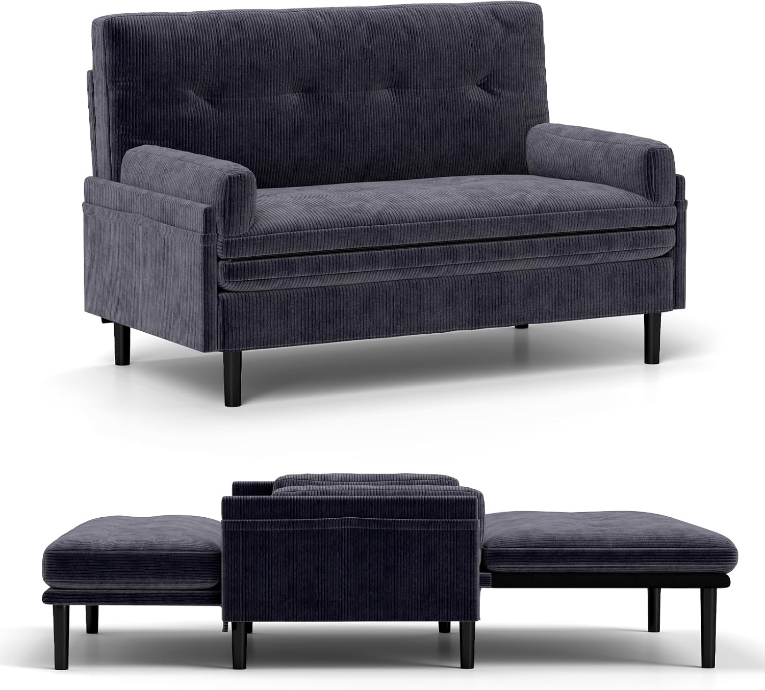 Convertible Queen Sleeper Sofa Bed Couch, with Pull-Out Feature, 5 ...