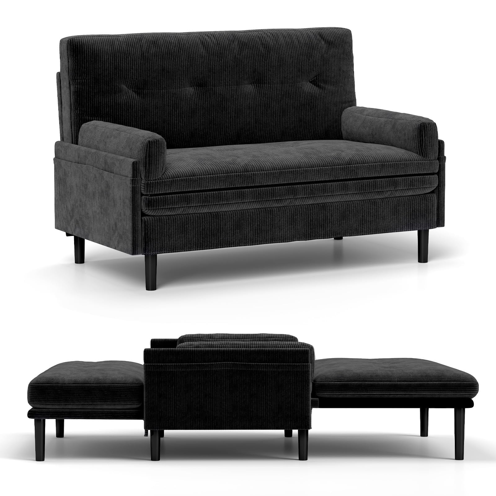 Convertible Queen Sleeper Sofa Bed Couch, with Pull-Out Feature, 5 ...