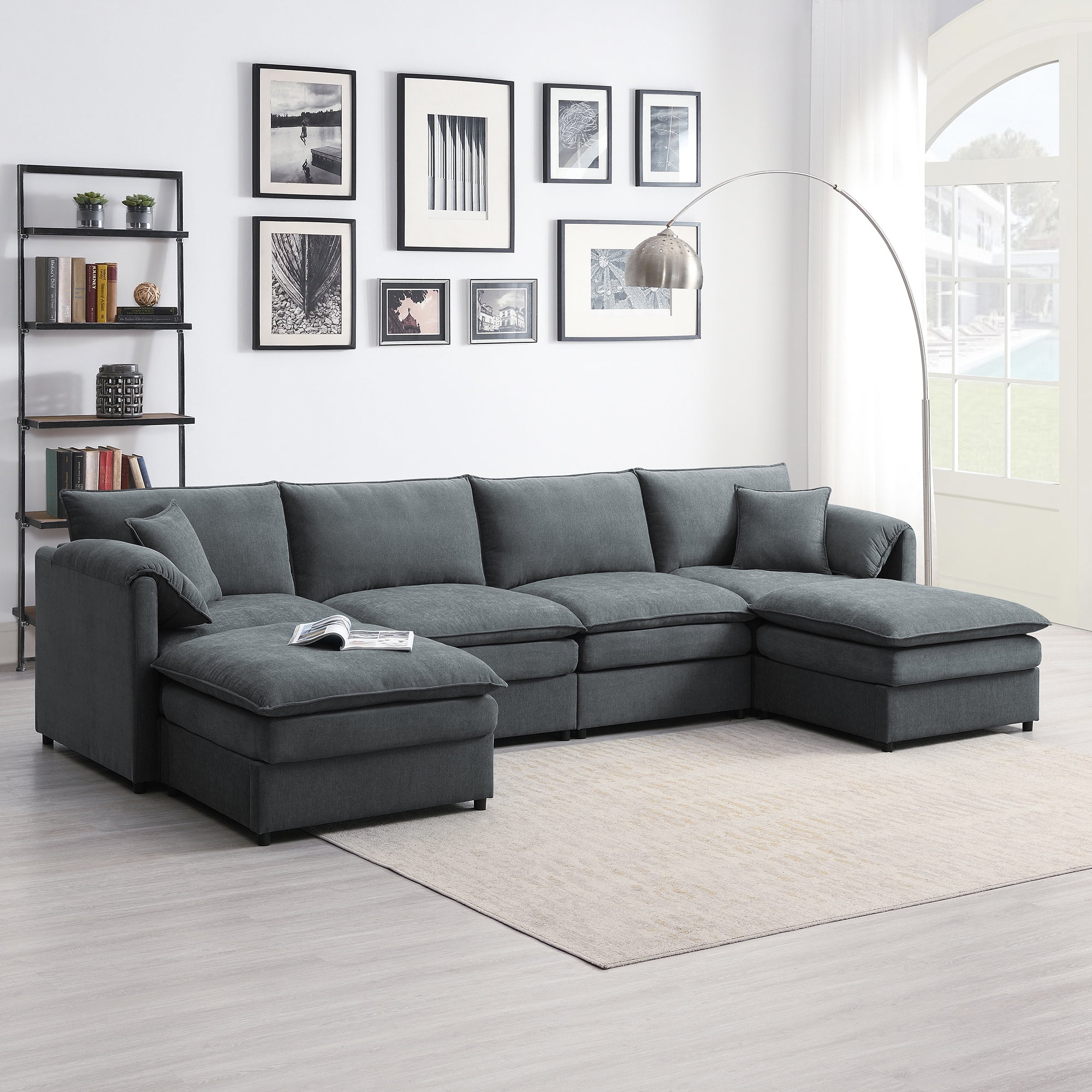 Convertible Sectional Couch Modular Sofa with Deep Seat,U Shaped ...