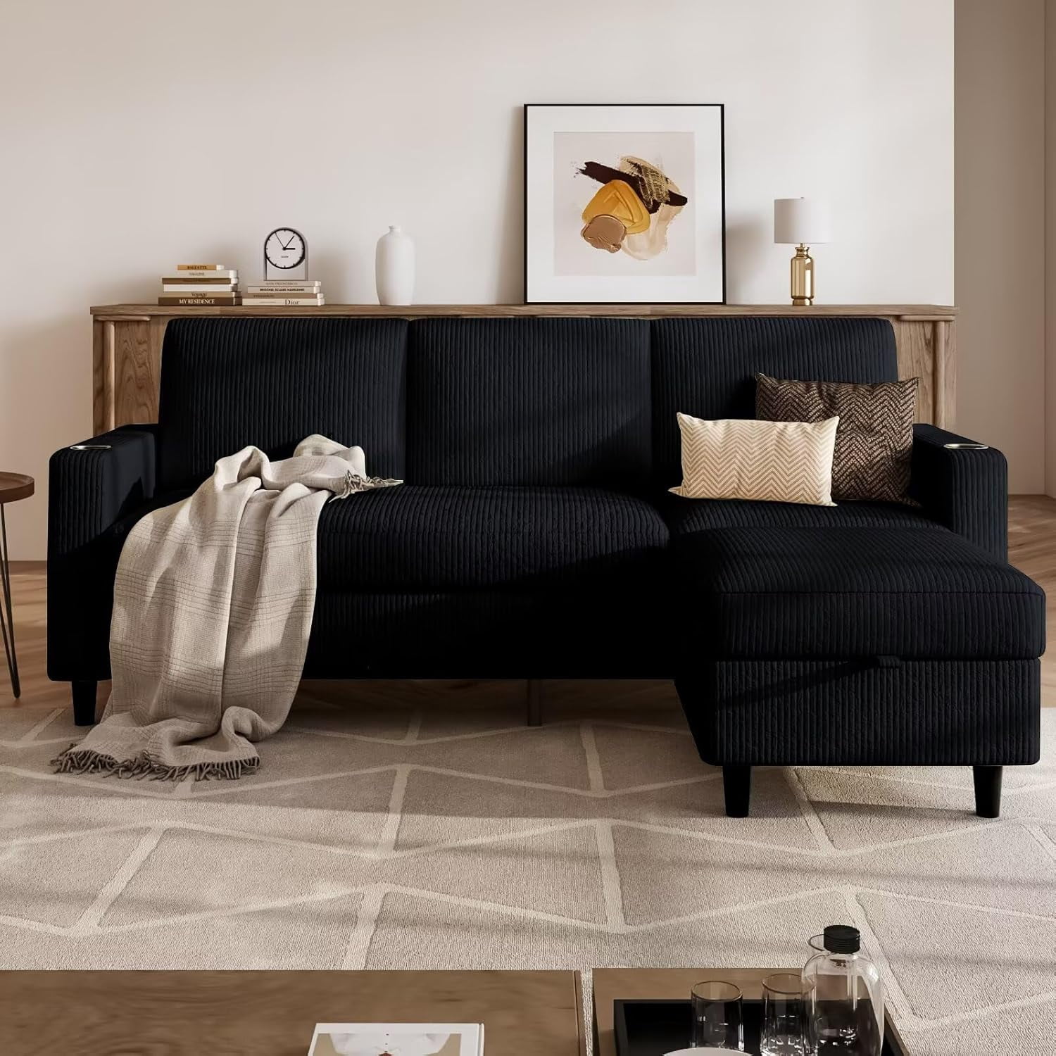 Convertible Sectional Couches for Living Room, 3 Seats L Shaped Sofa ...