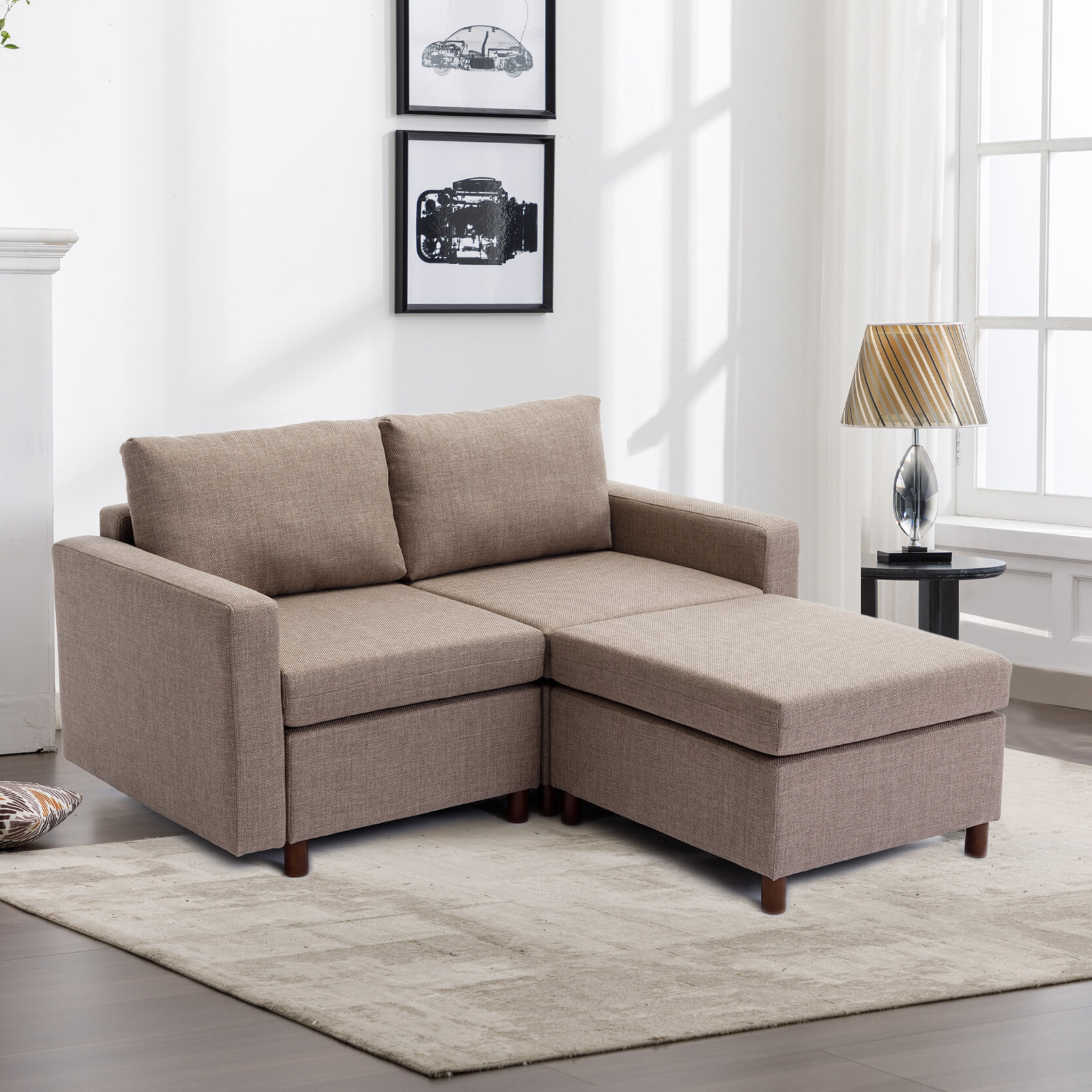 Convertible Sectional Modular Sofa for Living Room, 2 Seat Module ...