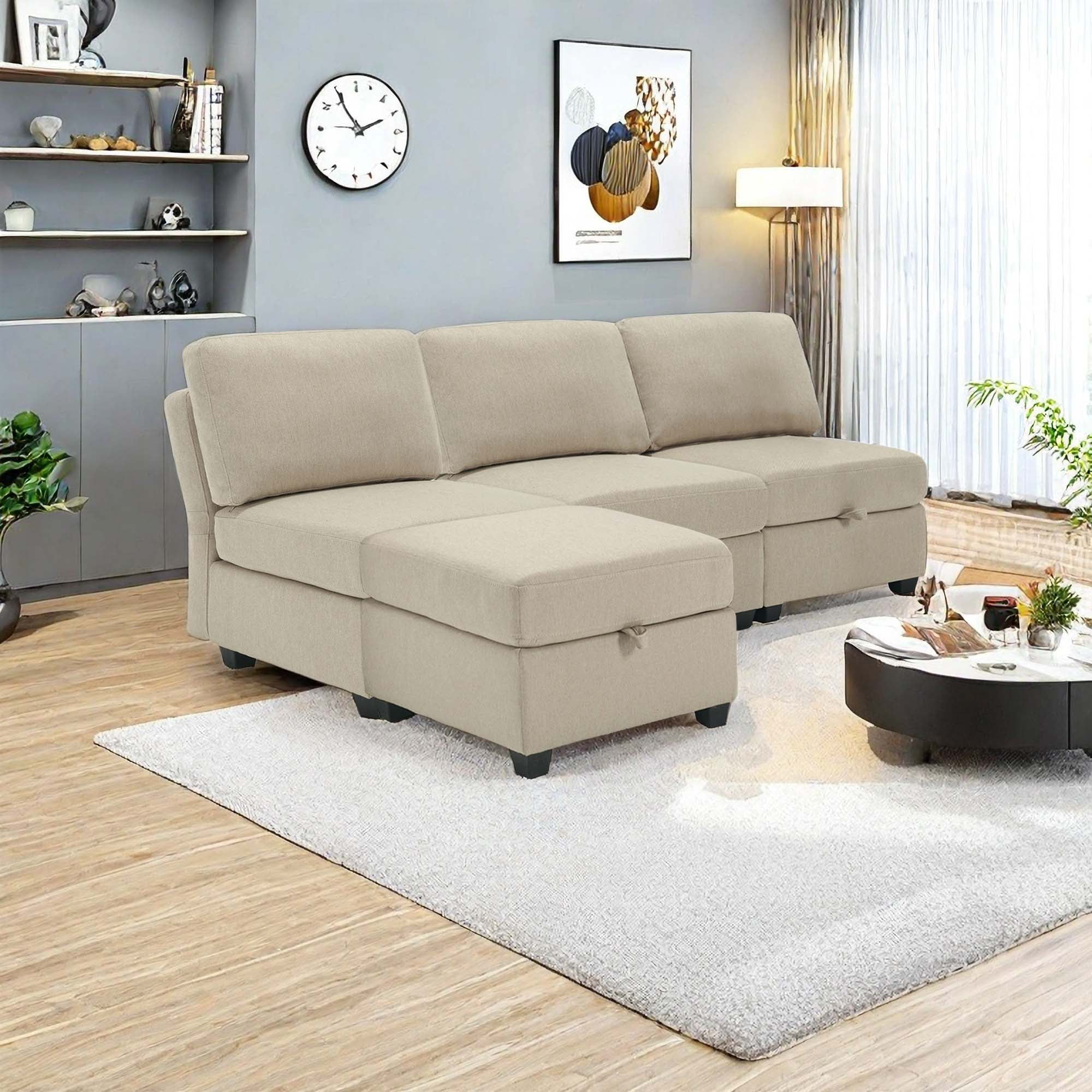 Convertible Sectional Sofa with Chaise,L Shaped Sofa Couch Modular ...