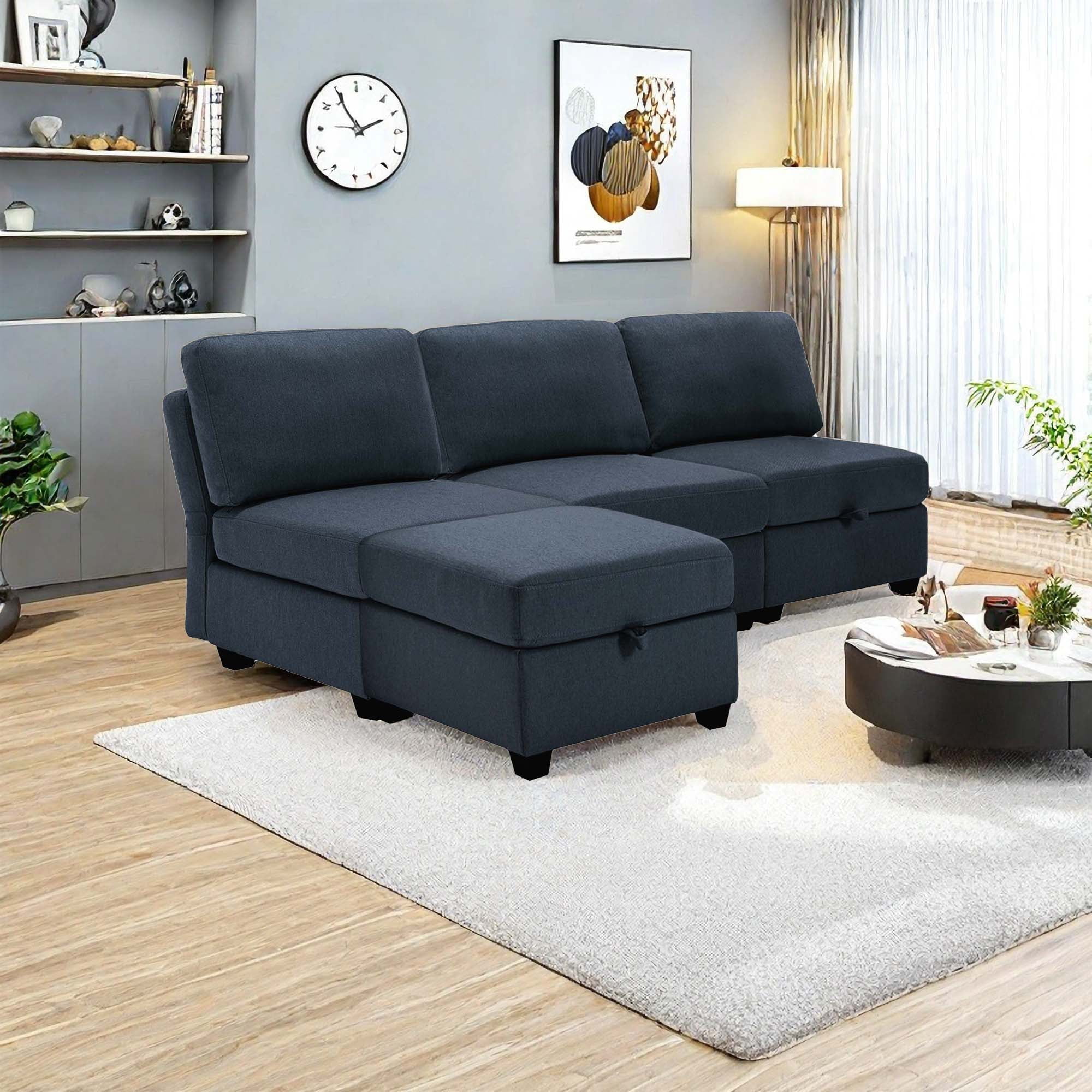 Convertible Sectional Sofa with Chaise,L Shaped Sofa Couch Modular Sectional Sofa with Storage ...