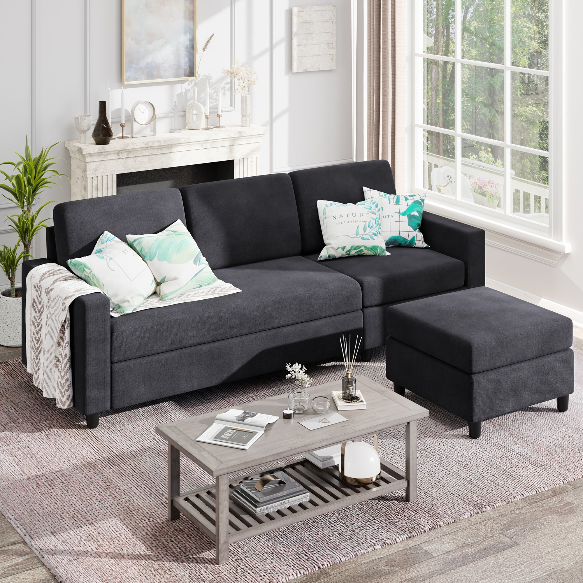 Convertible Sectional Sofa Couch,3 Seat L Shaped Couches with Storage ...