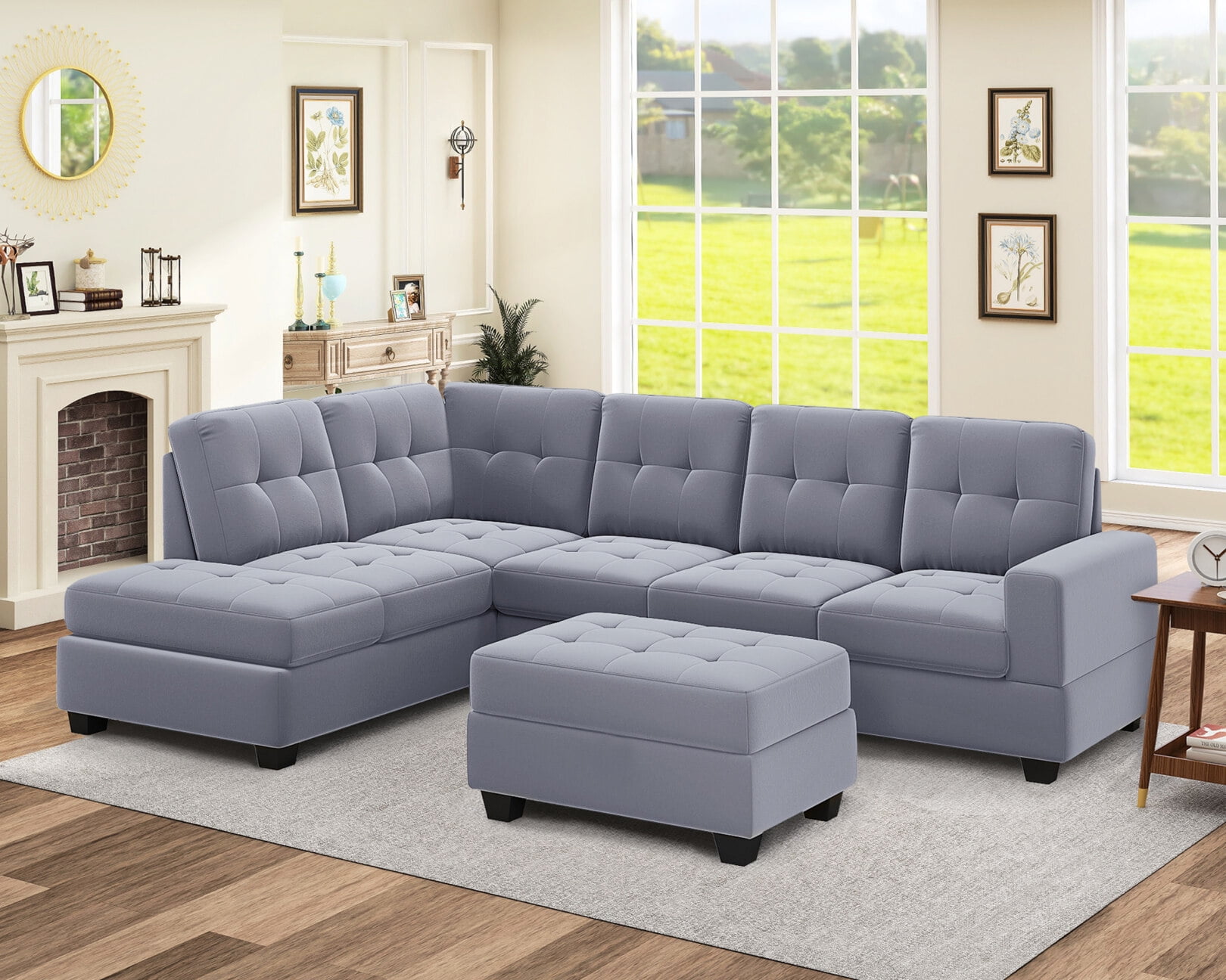 Convertible Sectional Sofa Couch with Reversible Chaise, L Shaped Couch Set for Living Room ...