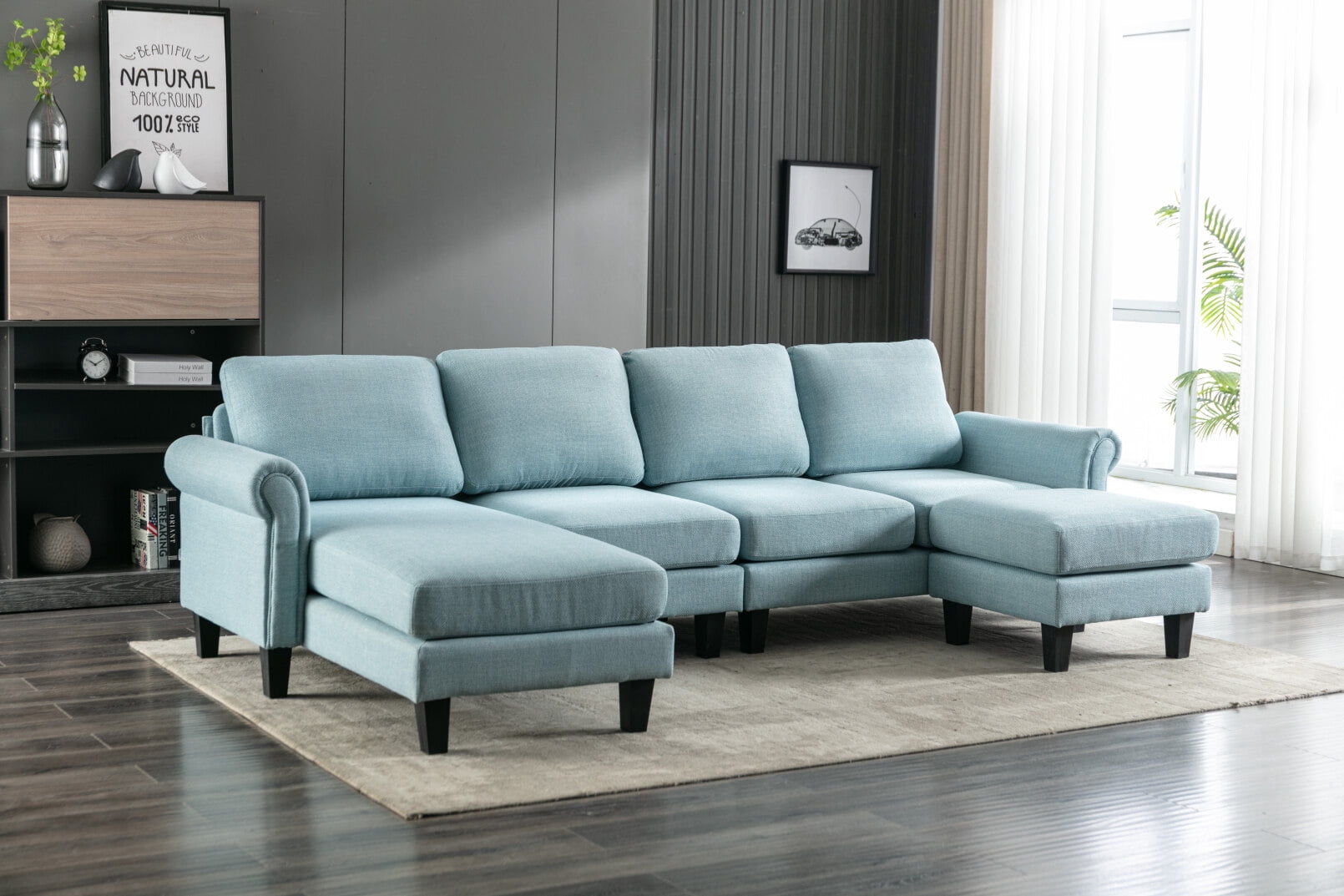 Convertible Sectional Sofa Couch, U-Shaped Modular Accent Sofa with ...
