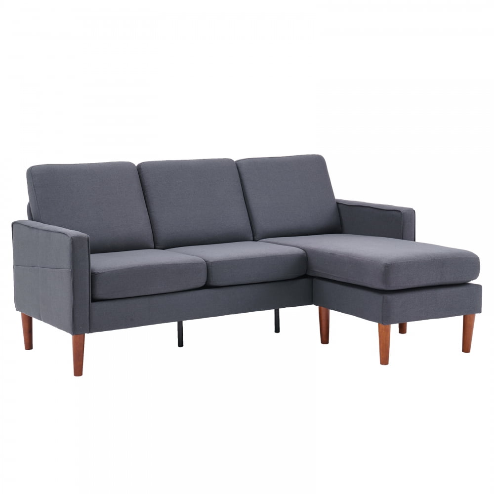 Convertible Sectional Sofa with Ottoman, 3-Seat L-Shaped Couch with ...