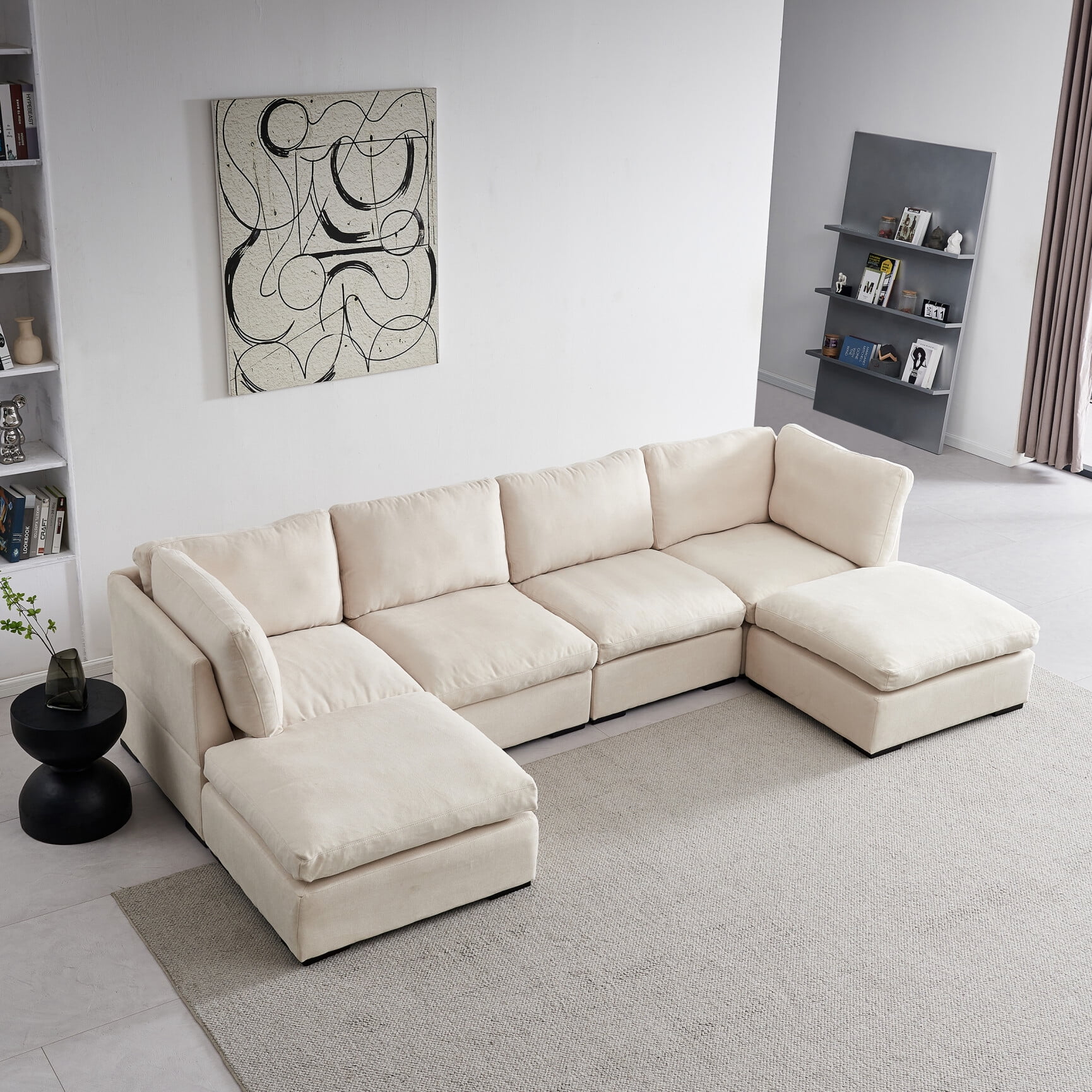 Convertible Sectional Sofa with Ottoman, L- Shaped Couch Modular Sofa ...