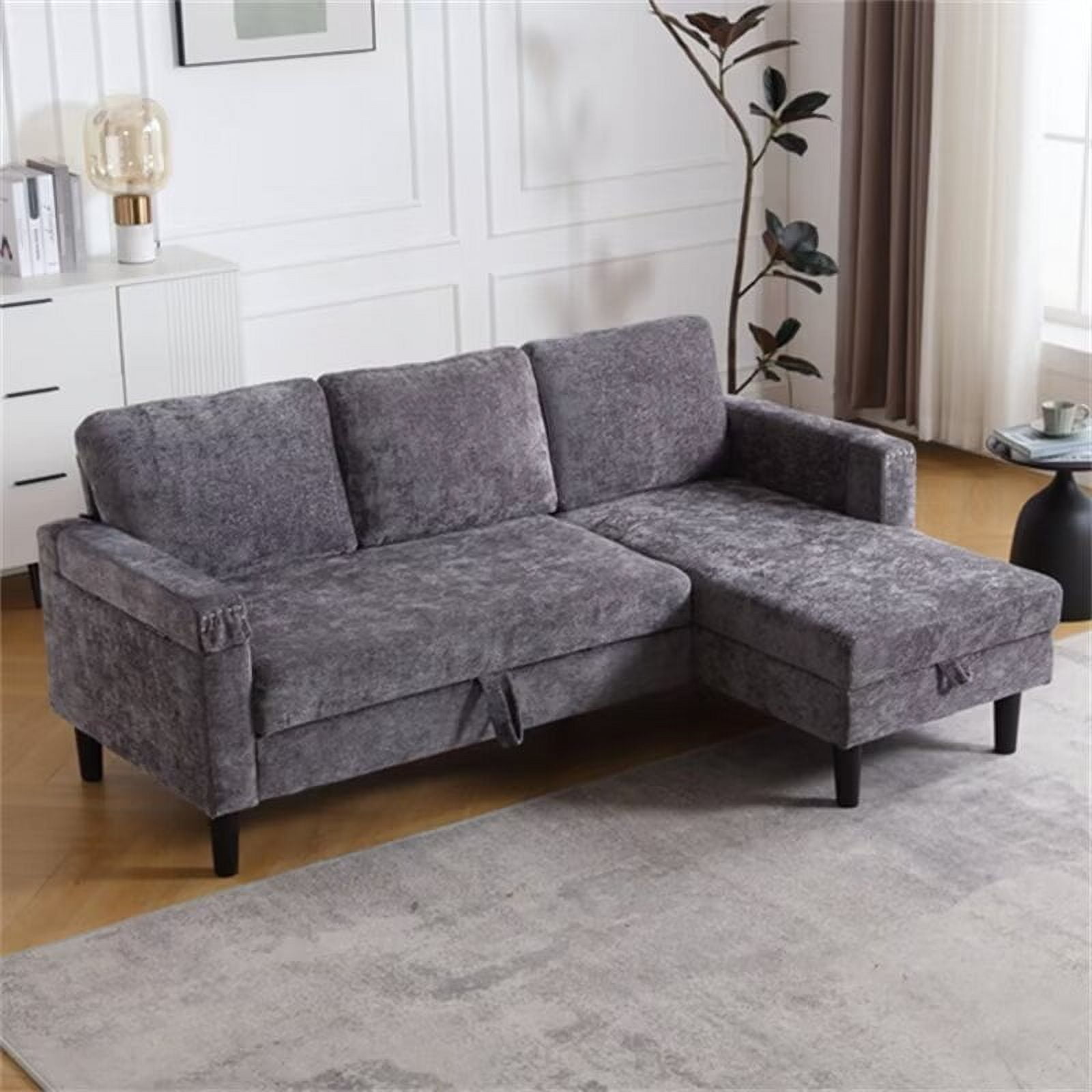 Convertible Sectional Sofa with Pull Out Bed, Reversible L-Shaped ...