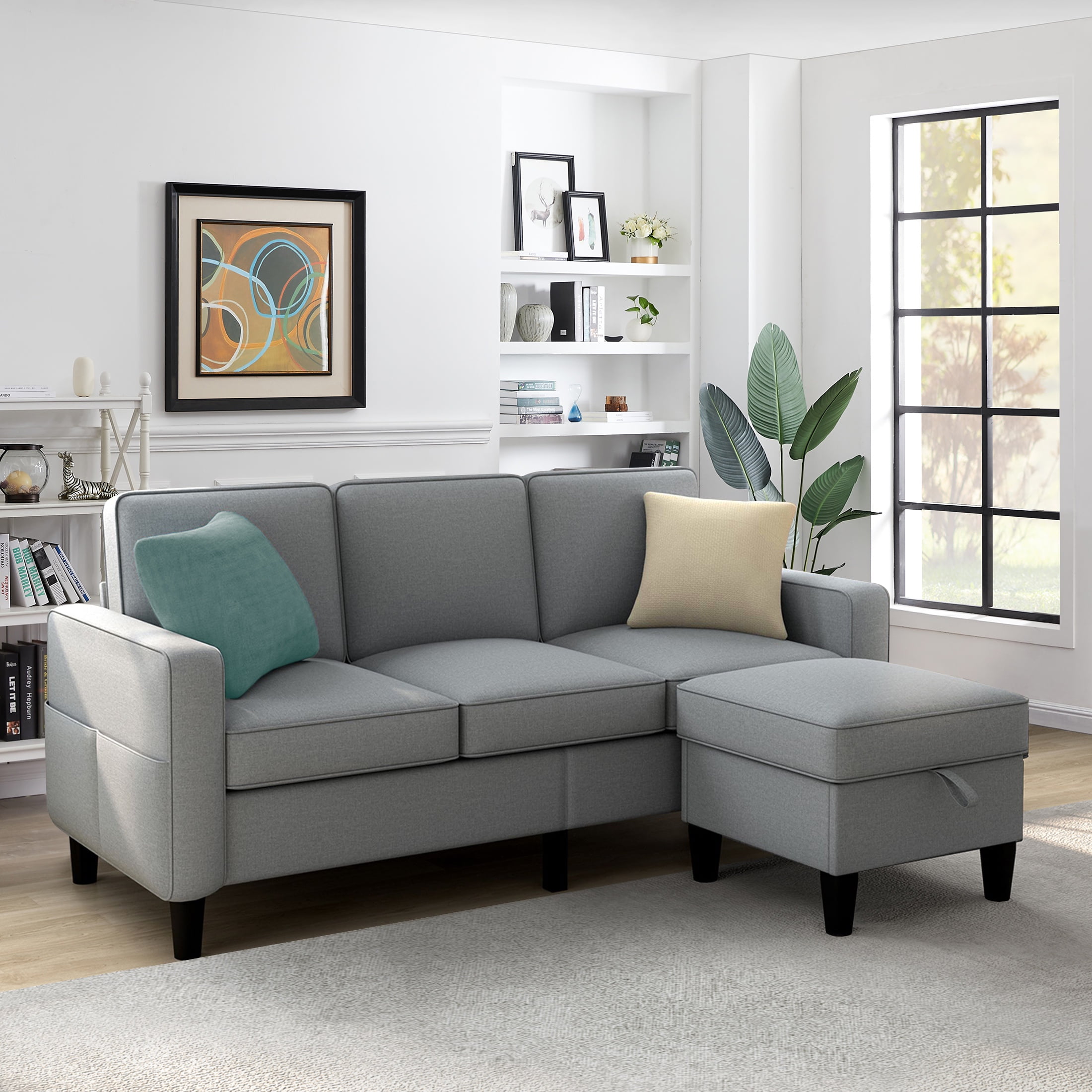 Convertible Sectional Sofa Couch with Storage, Modern 3 Seater ...