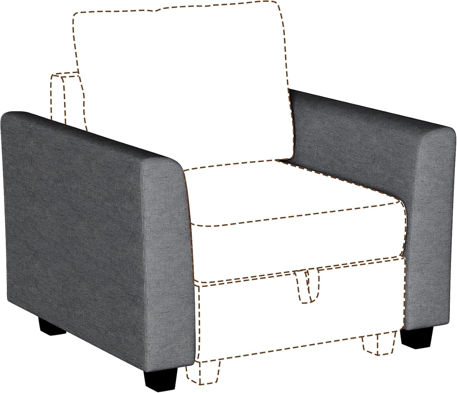 Convertible Single Seater Without Armrest Sectional Sofa Couch Linen ...