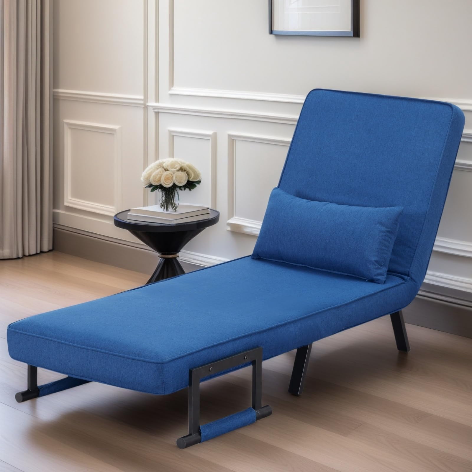 Convertible Sleeper Chair for Adult, Blue Sleep Chair Bed with 5 ...