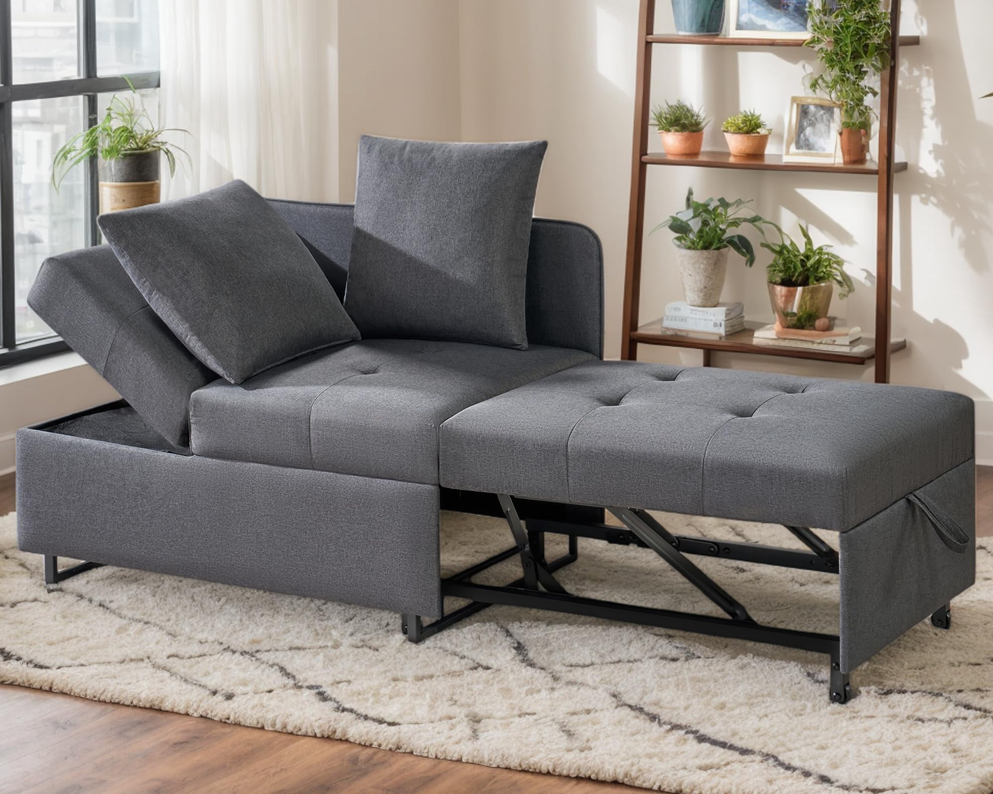 Convertible Sleeper Sofa, 3-in-1 Sleeper Chair with Adjustable Backrest ...