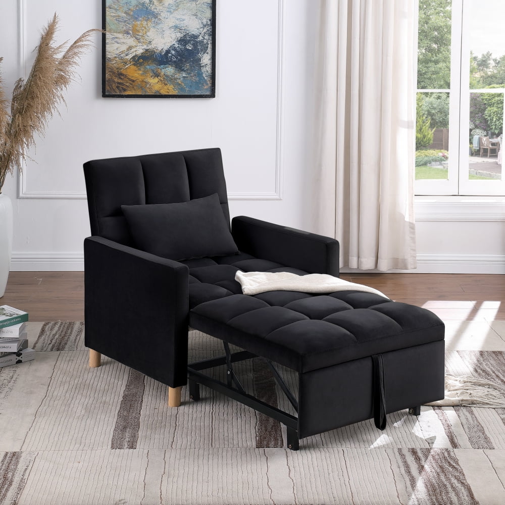 Convertible Sleeper Sofa Bed, 3-in-1 Adjustable Chair Bed with Pillow ...