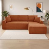 Convertible Sleeper Sofa Bed, Corduroy L Shape Sectional Couch,Small ...
