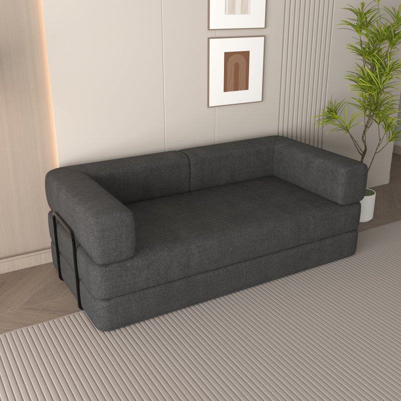 Convertible Sleeper Sofa Bed with Cylindrical Pillow, Corduroy Folding ...