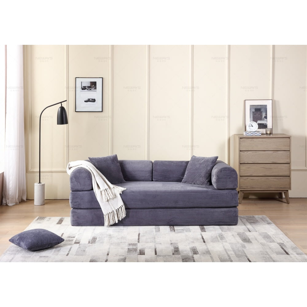 Convertible Sleeper Sofa Bed with Cylindrical Pillow - Corduroy Folding ...