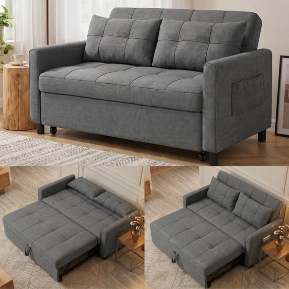53" Sofa Bed, Lofka 3 in 1 Convertible Sleeper, Pull Out Couches with ...