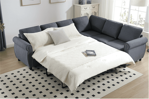 Convertible Sleeper Sofa Bed with Pull Out Bed, 104" Large L-shaped ...