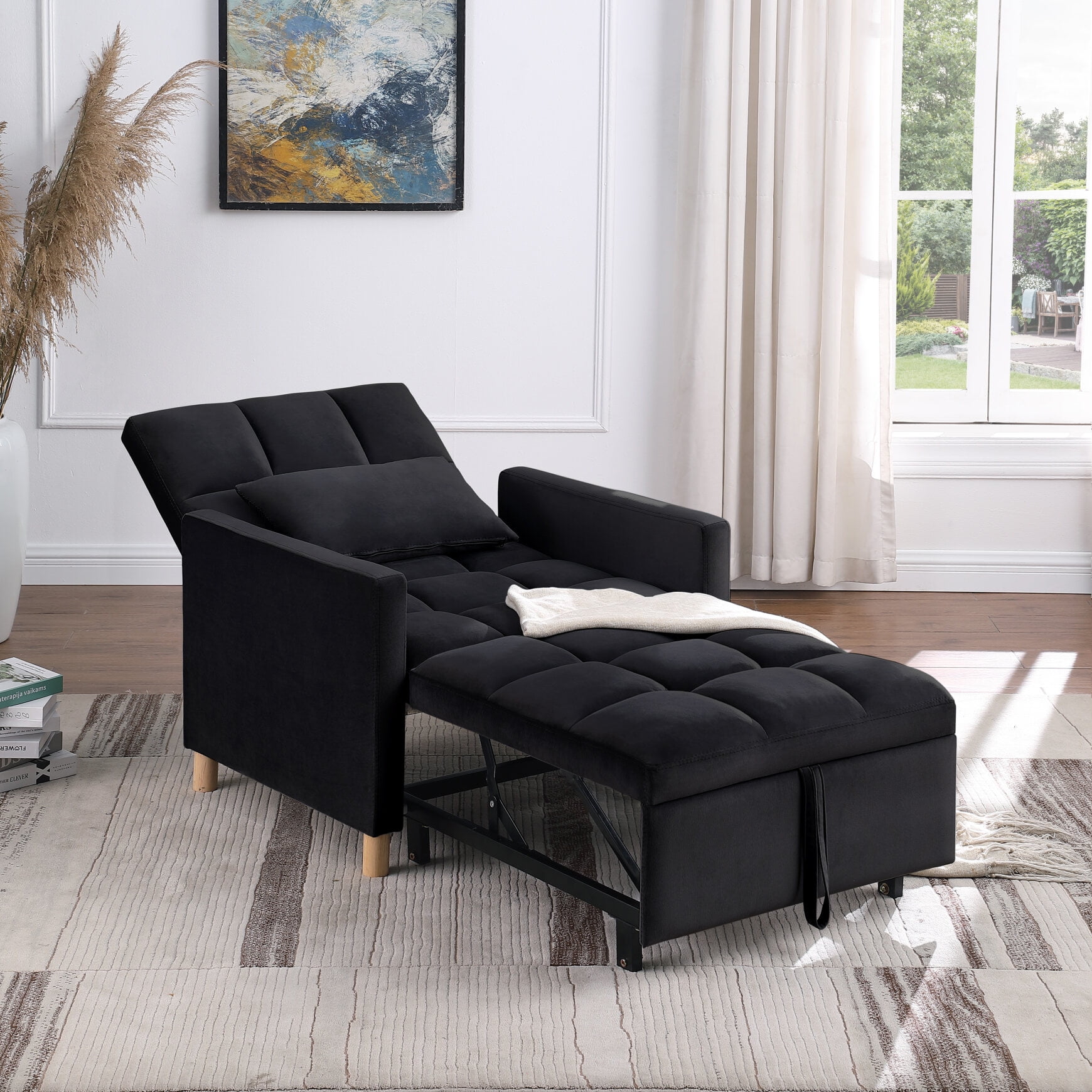 Teddy Upholstered Convertible Recliner Chair Bed, for Apartment, 3-in-1 ...