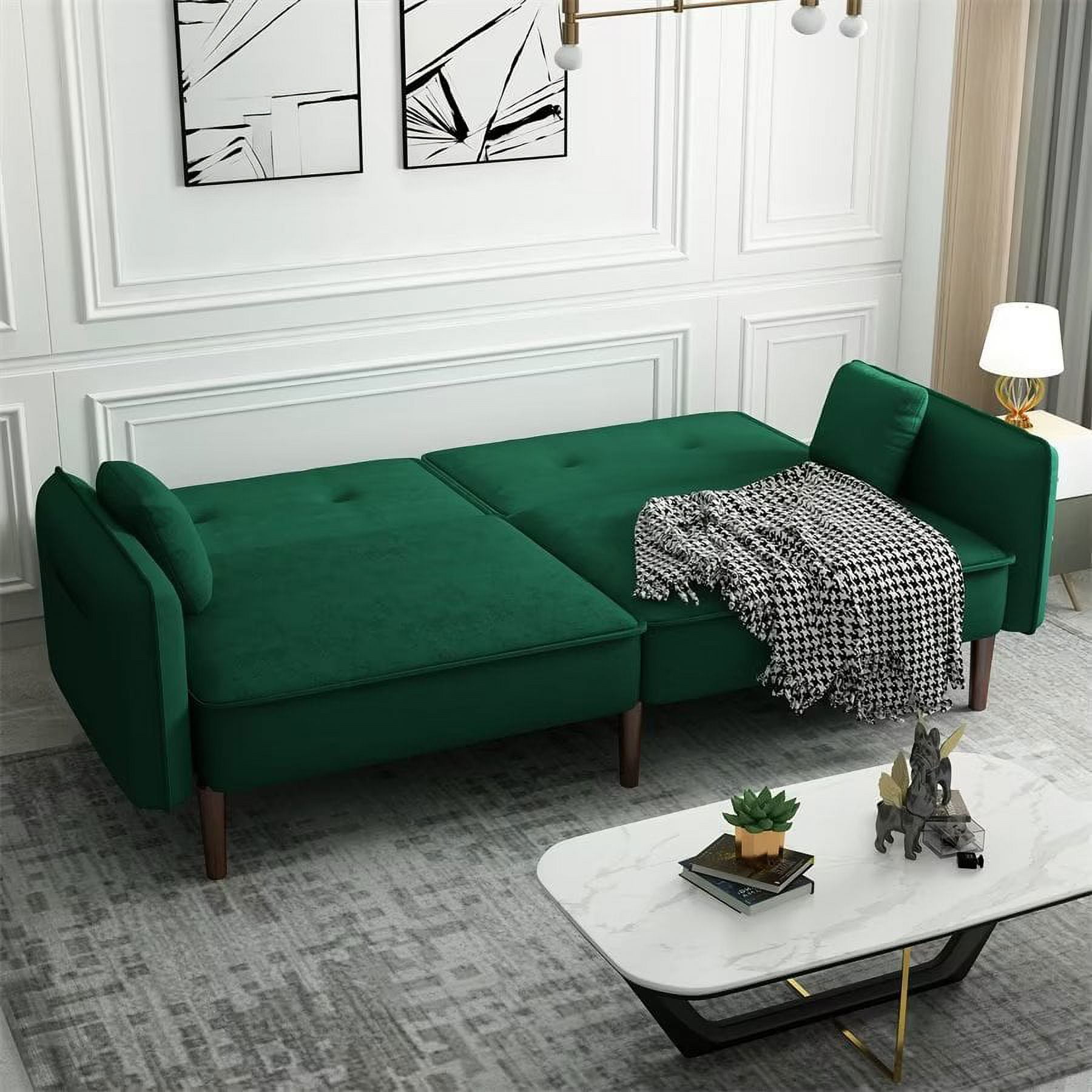 Convertible Sleeper Sofa with Extra Side Pockets, Small Sofa Bed with ...