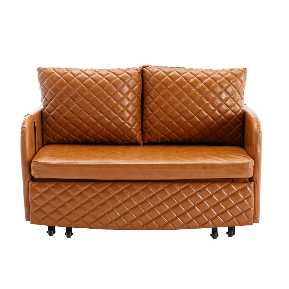 Convertible Sleeper Sofa, Modern Velvet Tufted 2-Seater Sofa with 2 ...