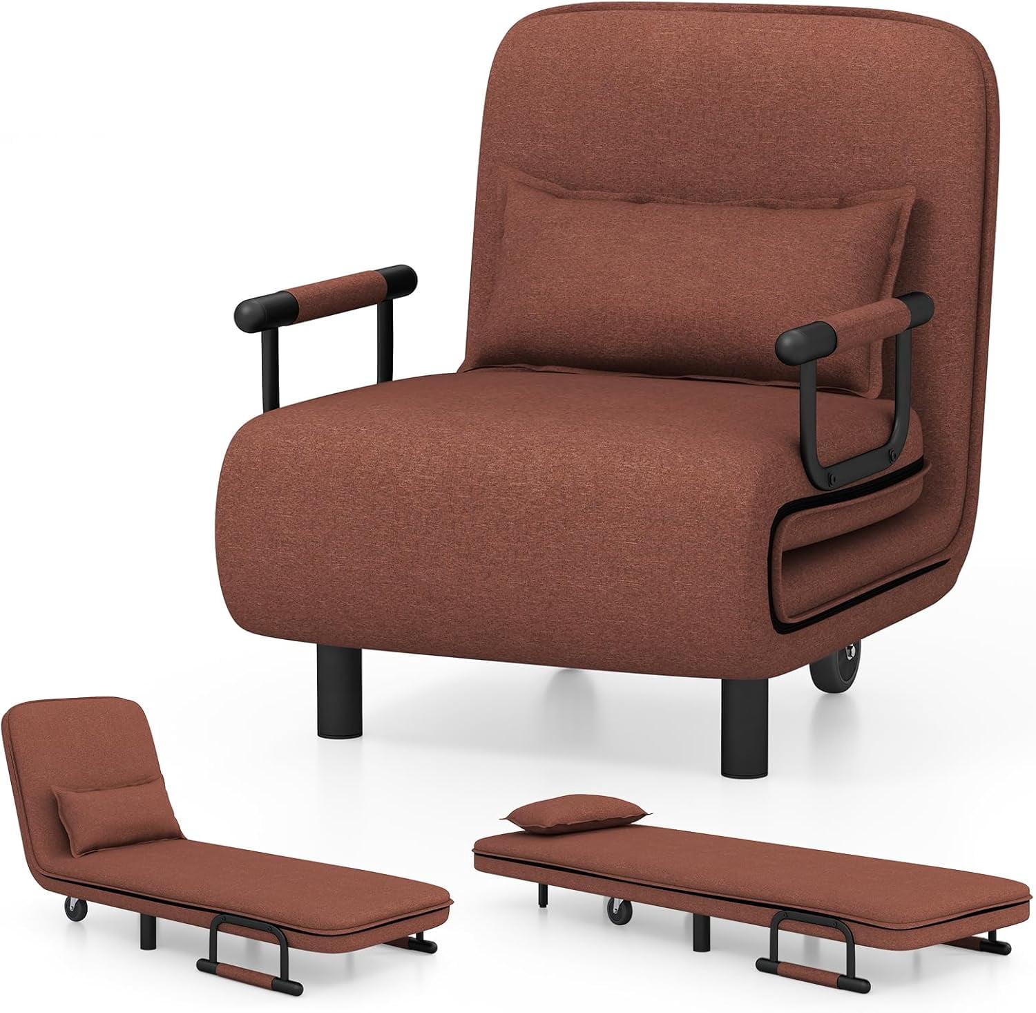 Convertible Sofa Bed 3-in-1 Folding Sleeper Chair with 5-Position ...