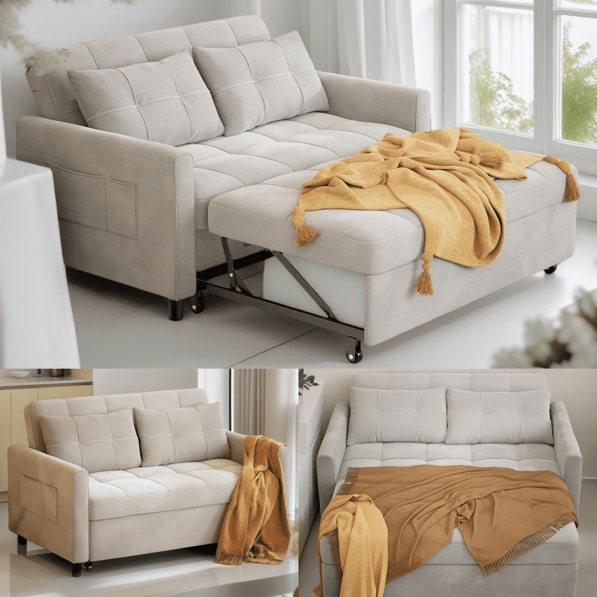 Convertible Sofa Bed,3-in-1 Sleeper Sofa Bed with Adjustable Backrest ...