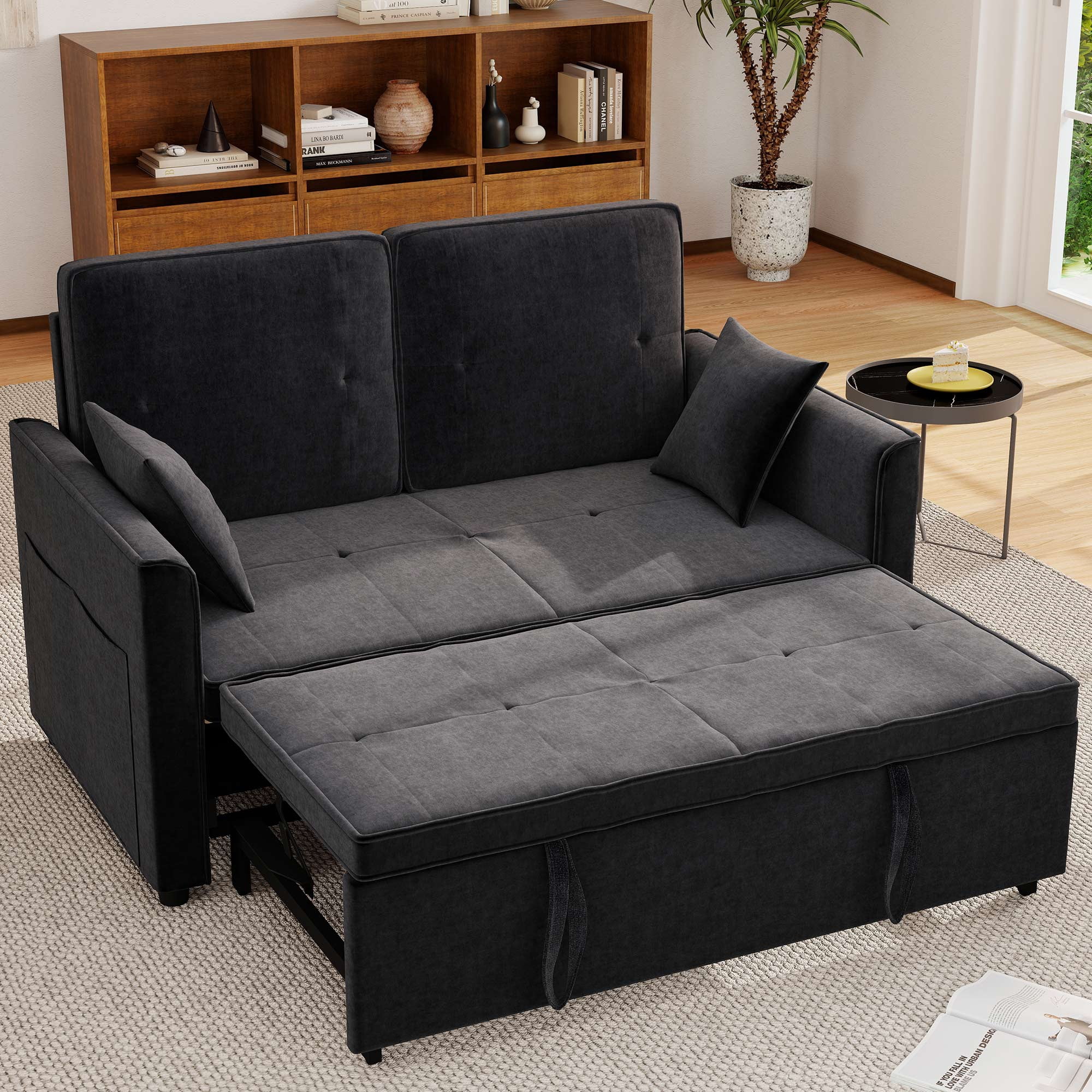 Convertible Sofa Bed,3-in-1 Sleeper Sofa with Pull Out Bed,Velvet ...
